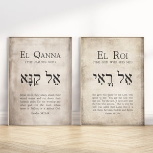 12 Hebrew Names of God Bible Verse Printable Wall Art Gallery Set ...