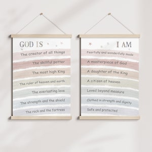 Who God is & Who I Am Christian Kids Affirmation Printable Wall Art ...