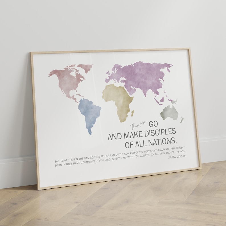 The Great Commission Bible Verse Printable Wall Art, Matthew 28:19-20 ...