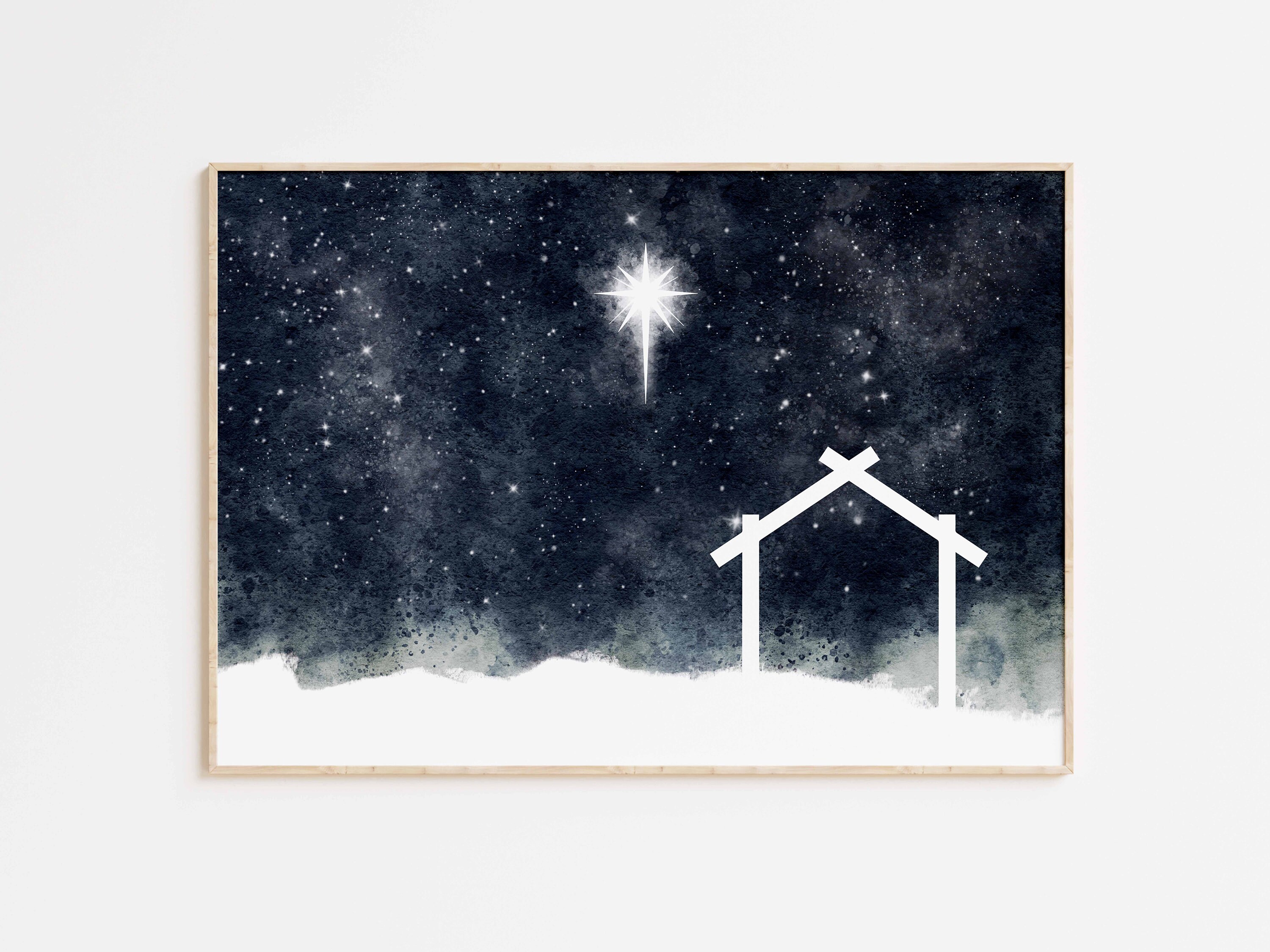 Star of Bethlehem Jesus Stable Christian Printable Wall Art, Modern ...