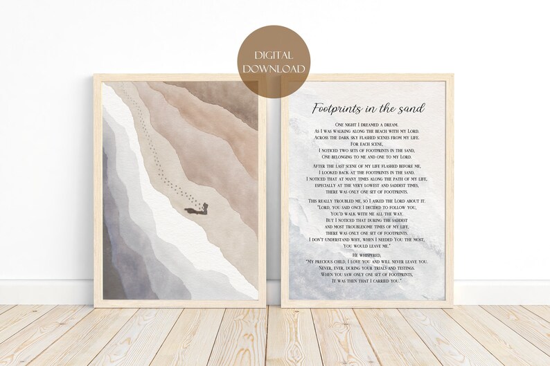 Footprints in the Sand Poem Printable Wall Art Modern - Etsy