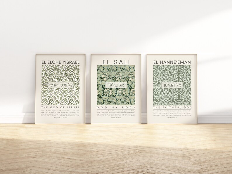 12 Hebrew Names of God Bible Verse Printable Wall Art Gallery Set ...