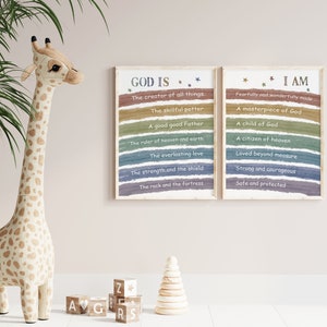 God is & I Am Christian Kids Positive Affirmation Printable Wall Art ...