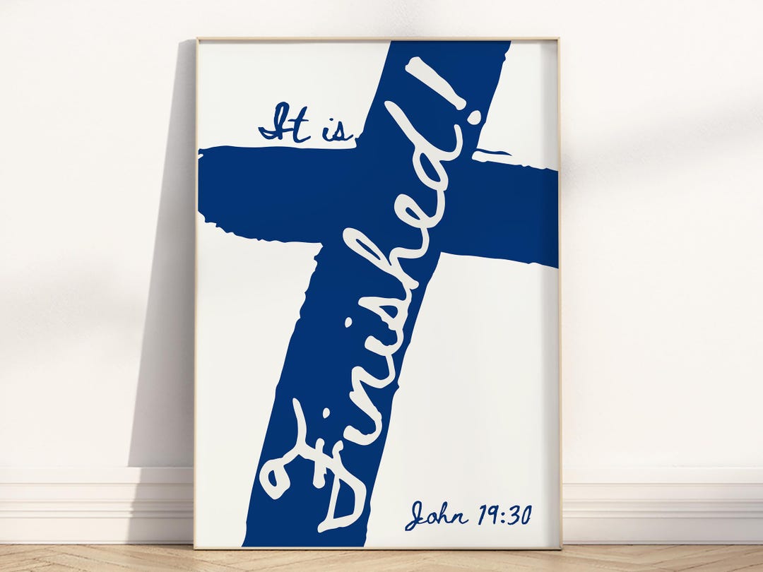 John 19:30 It is Finished Bible Verse Wall Art Printable, Modern Retro ...