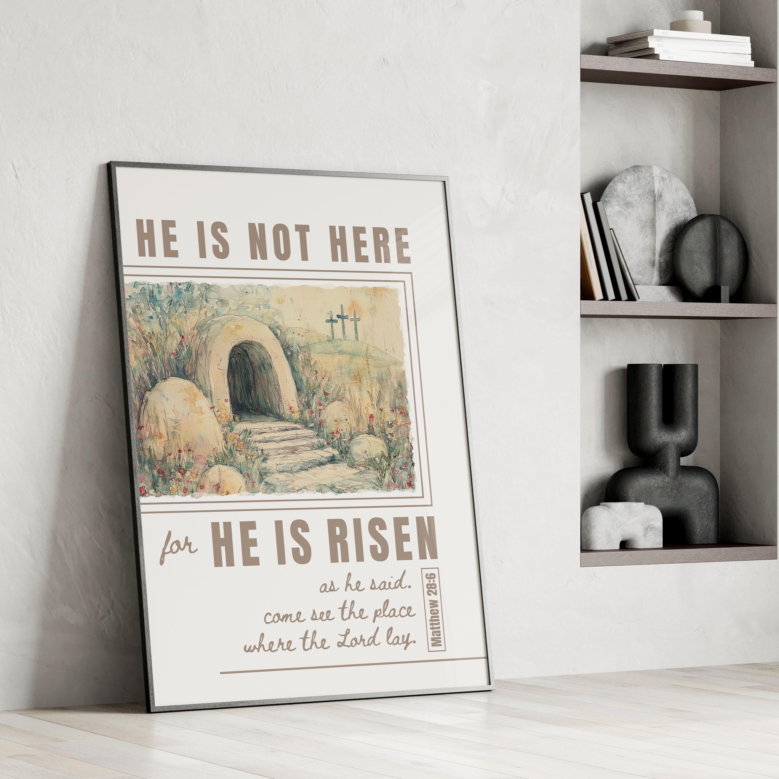 Jesus Empty Tomb Bible Verse Wall Art Printable, Christian Religious He ...