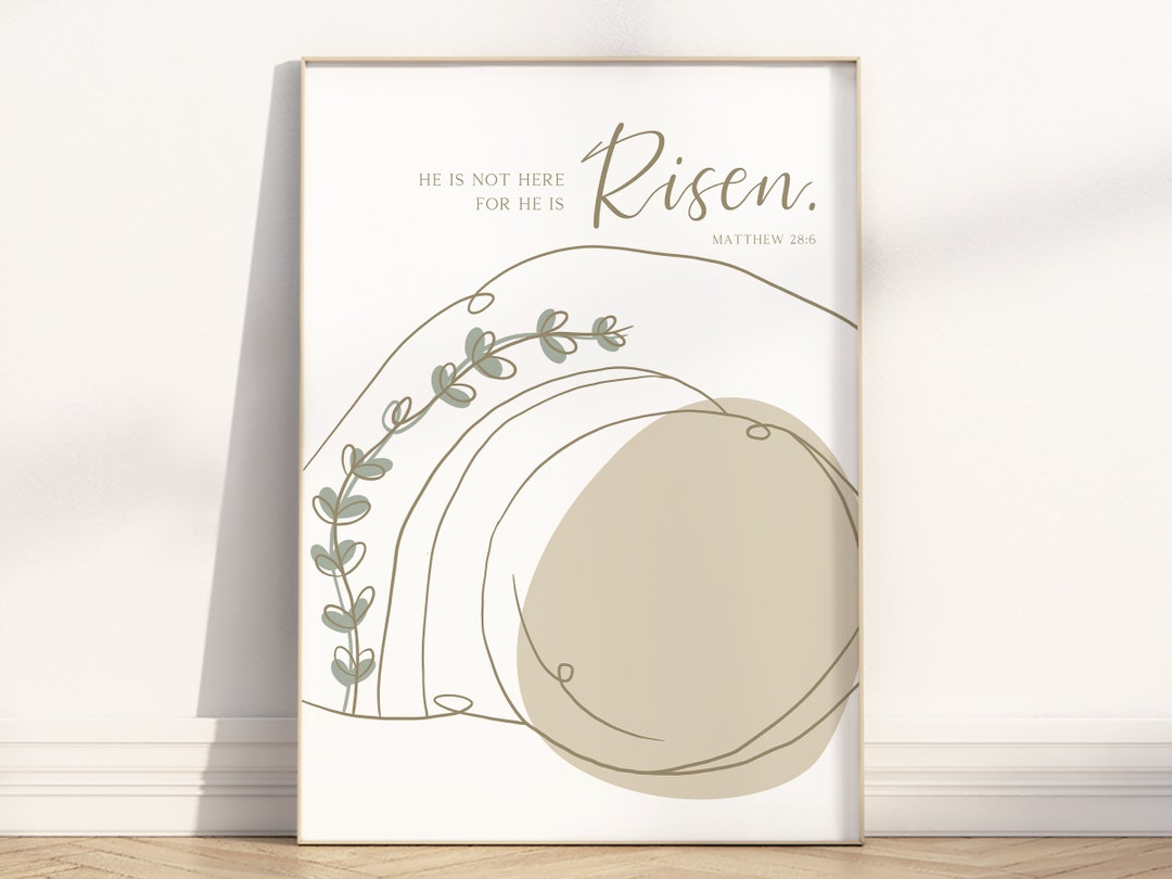 Jesus Empty Tomb Bible Verse Wall Art Printable, Christian Religious He ...