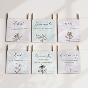 Proverbs 31 Woman 12 Virtues Bible Verse Printable Cards, Modern ...