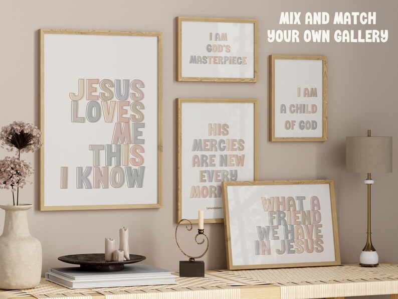 Jesus Loves Me This I Know Printable Wall Art, Boho Christian Nursery ...