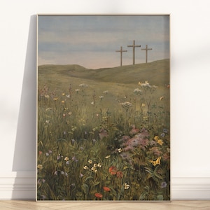 Jesus Crucifixion/it is Finished Religious Easter Wall Art Printable, Christian 3 Crosses on ...