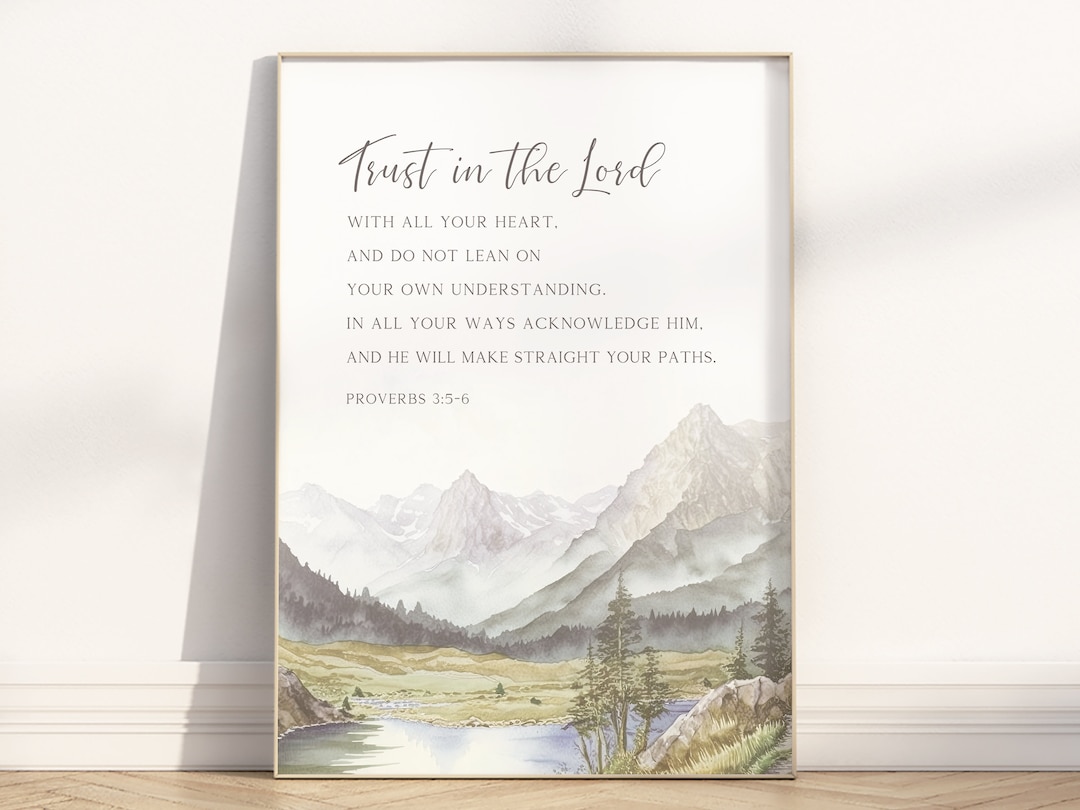 Proverbs 3:5-6 Trust in the Lord Bible Verse Wall Art, Modern Christian ...