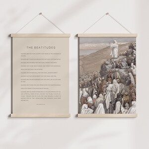 The Beatitudes Bible Verse Wall Art Printable Set of 2, Sermon on the ...
