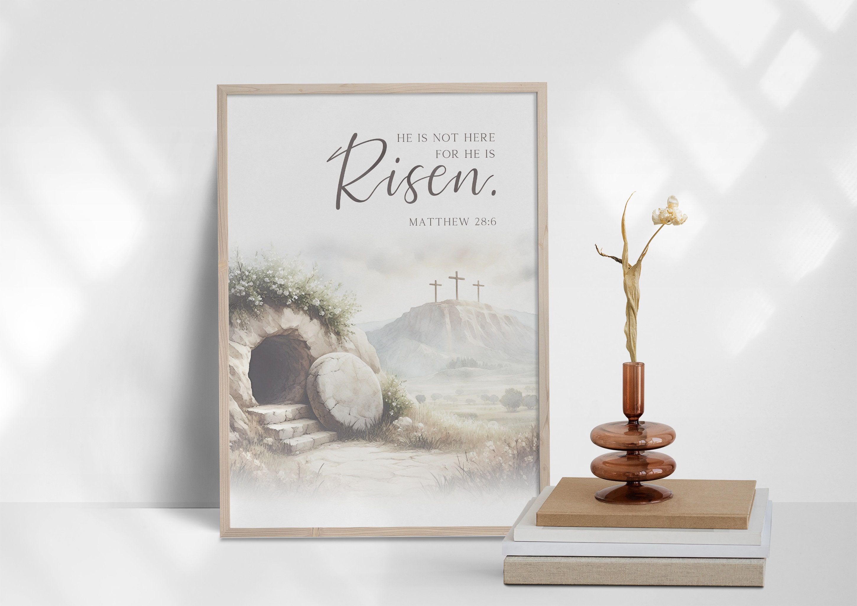 Jesus Empty Tomb Bible Verse Wall Art Printable Christian - Etsy UK