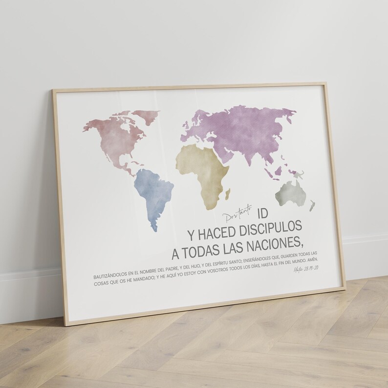 Spanish the Great Commission Bible Verse Printable Wall Art, Matthew 28 ...