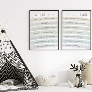 Who God is & Who I Am Christian Kids Affirmation Printable Wall Art ...