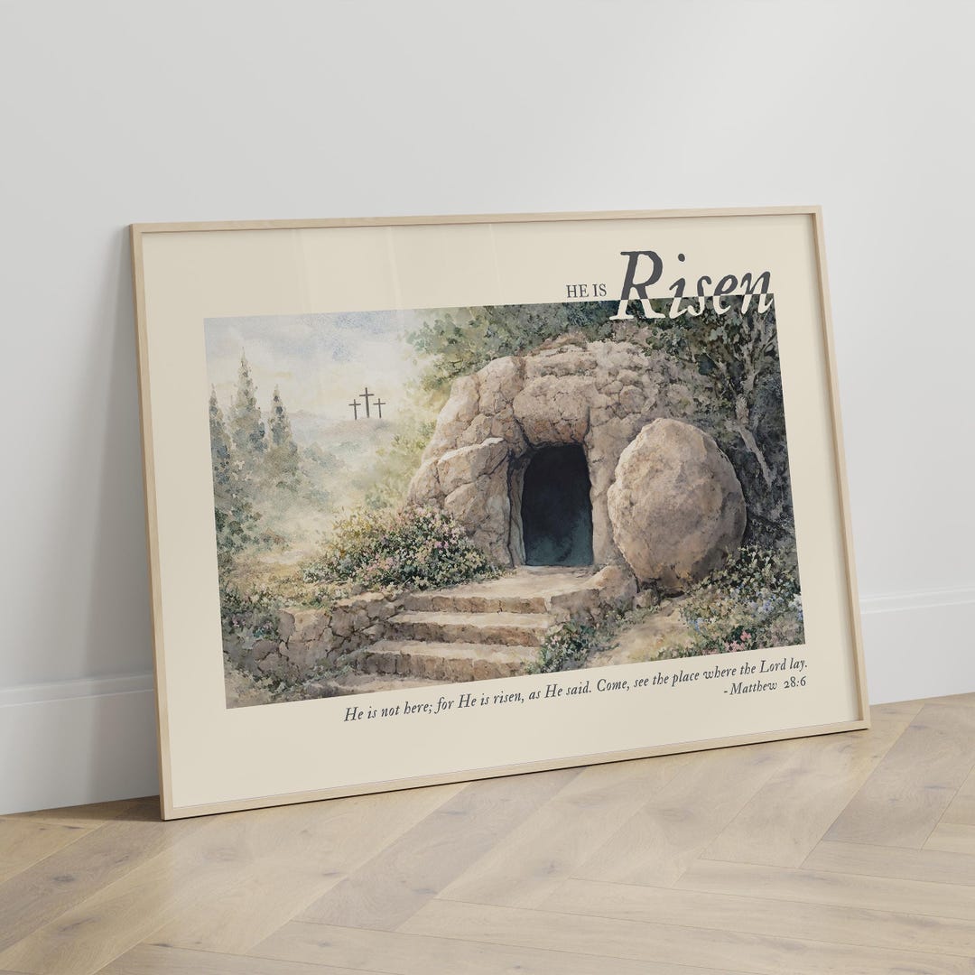 Jesus Empty Tomb/he is Risen Bible Verse Wall Art Printable, Matthew 28 ...