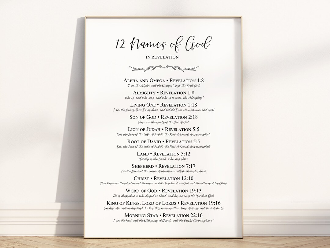 12 Names Of God In Revelation New Testament Bible Verse Printable Wall