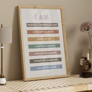 Identity in Christ Kids Affirmation Bible Verse Printable Wall Art, Set ...