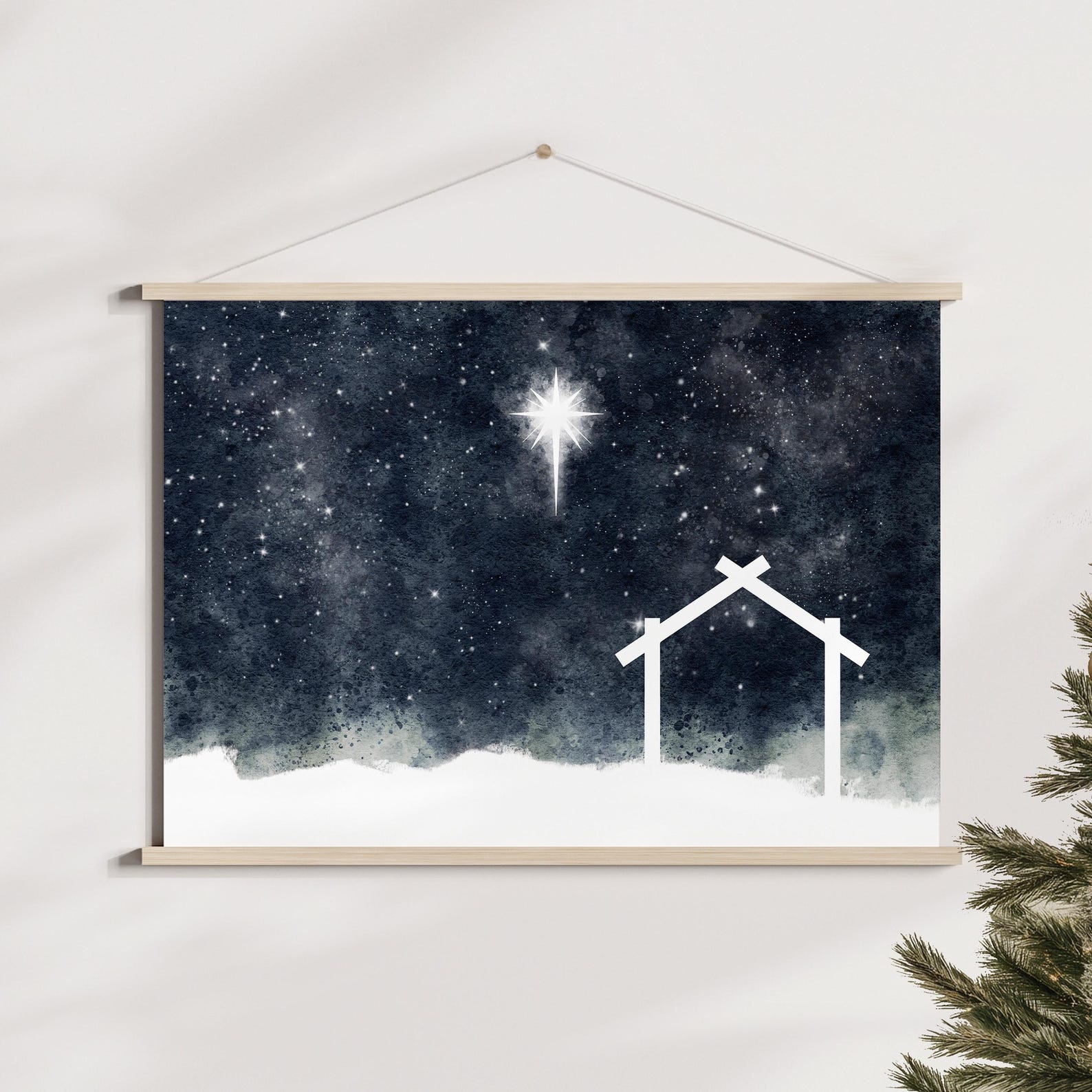 Star of Bethlehem Jesus Stable Christian Printable Wall Art, Modern ...