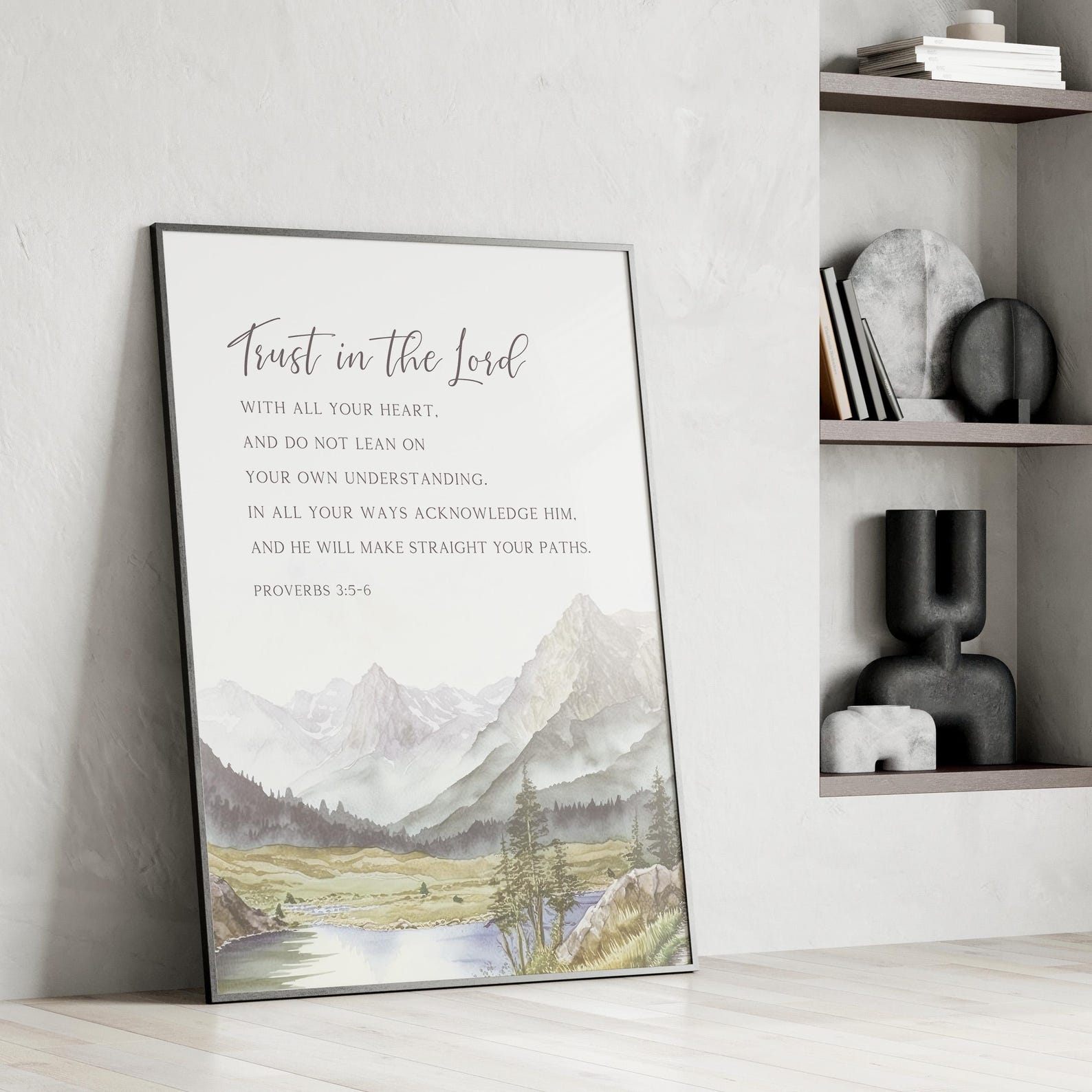 Proverbs 3:5-6 Trust in the Lord Bible Verse Wall Art, Modern Christian ...