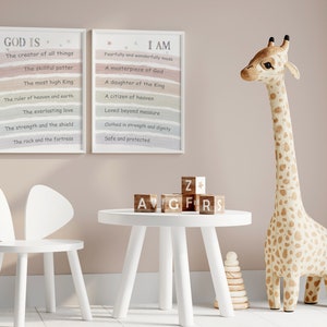 Who God is & Who I Am Christian Kids Affirmation Printable Wall Art ...