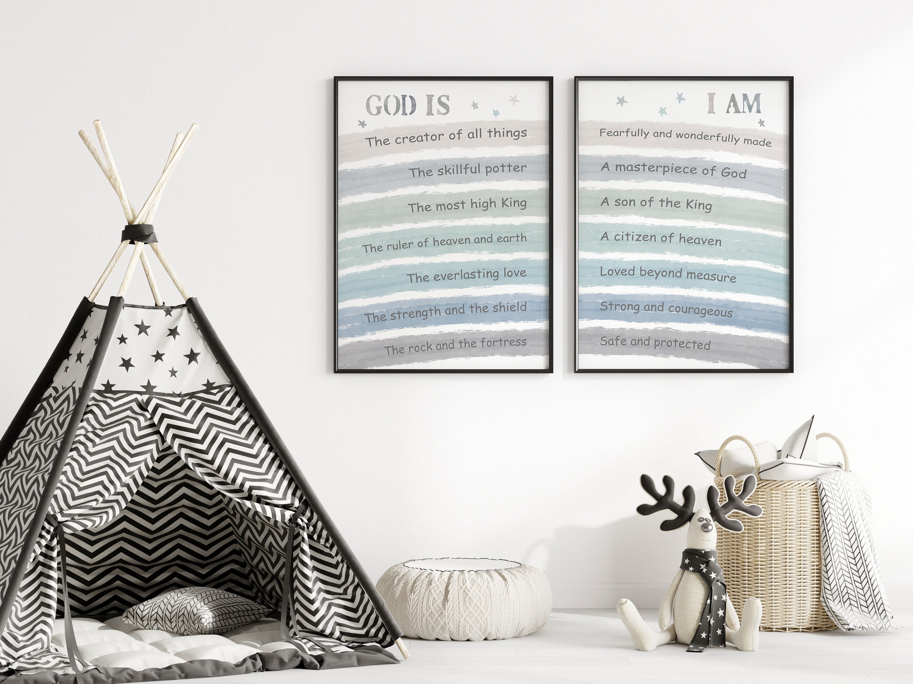 God is & I Am Christian Kids Positive Affirmation Printable - Etsy