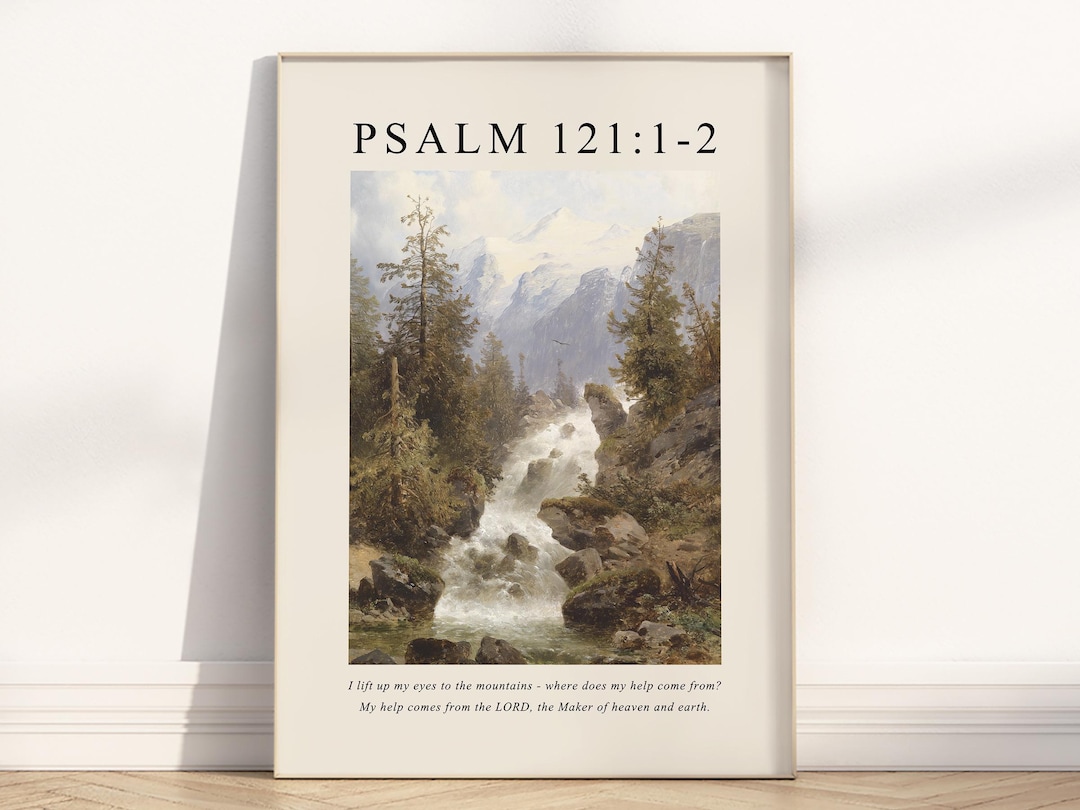 Psalm 121:1-2 Bible Verse Wall Art Printable, Christian Vintage ...