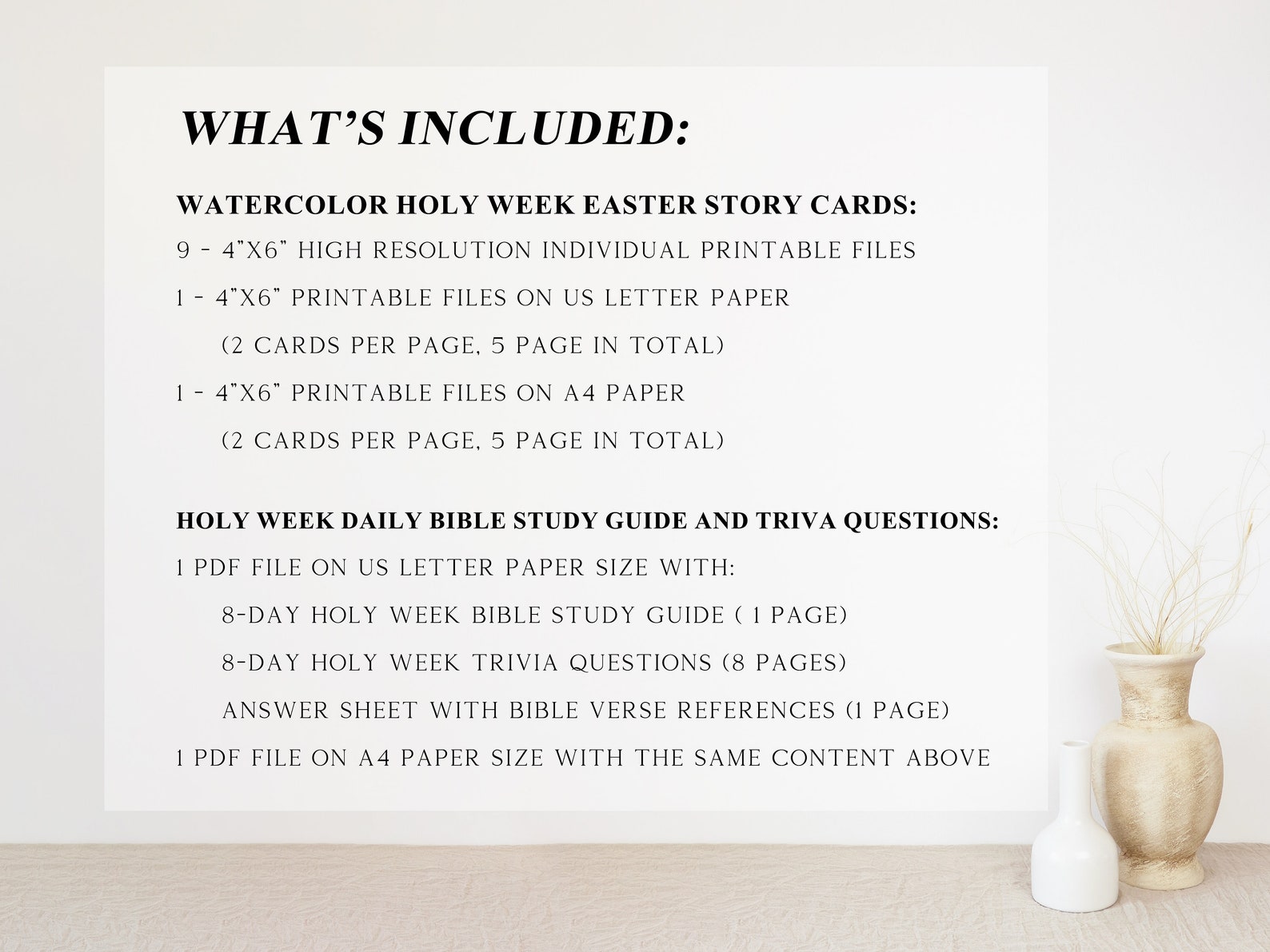 Christian Holy Week Easter Story Card Printable, Religious Watercolor ...