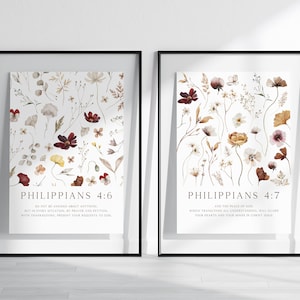Philippians 4:6-7 Bible Verse Wall Art Printable Set of 2, Christian ...