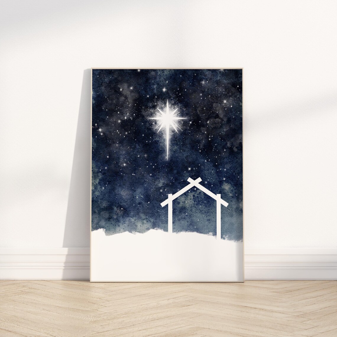Star of Bethlehem Jesus Stable Christian Printable Wall Art, Modern ...