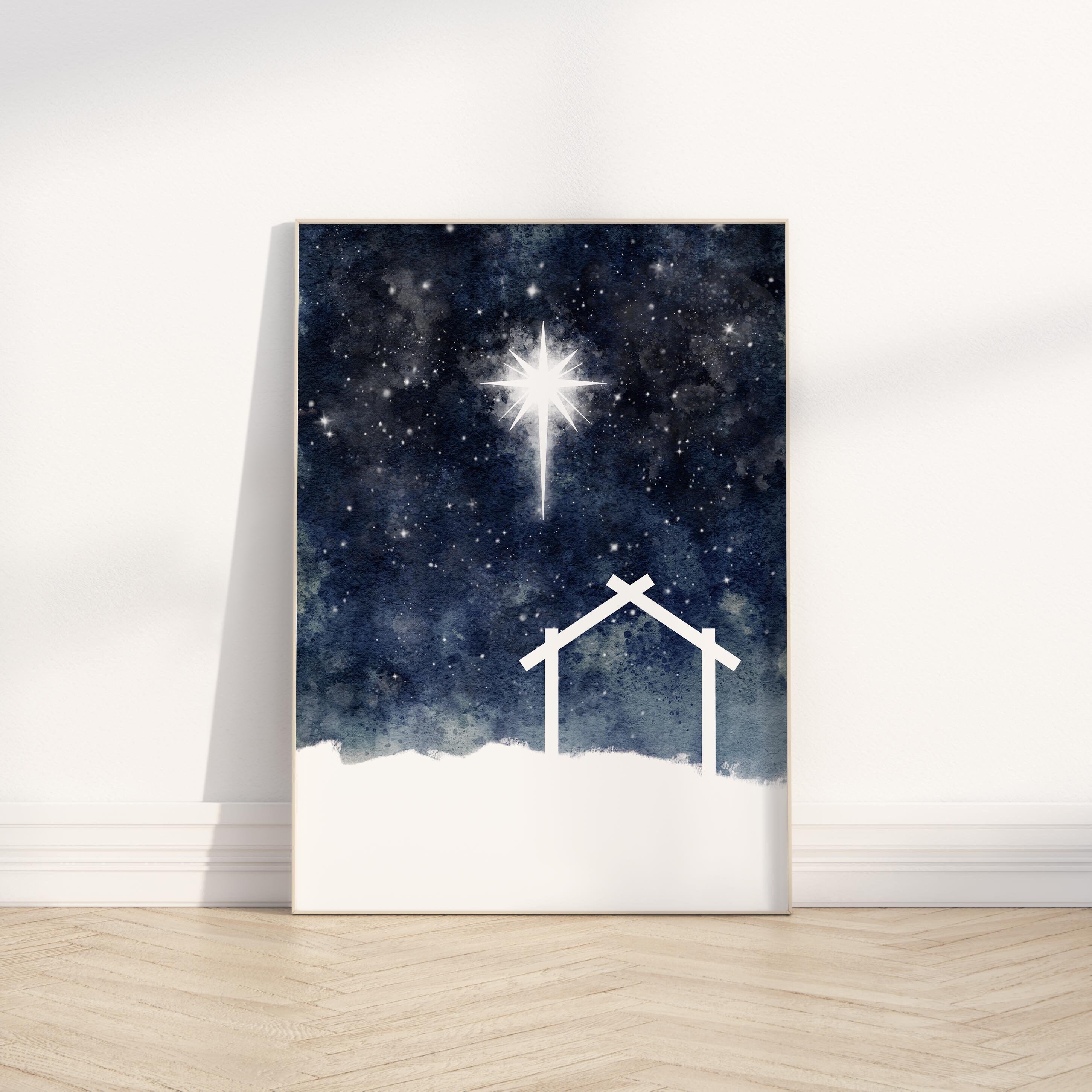 Star of Bethlehem Jesus Stable Christian Printable Wall Art, Modern ...