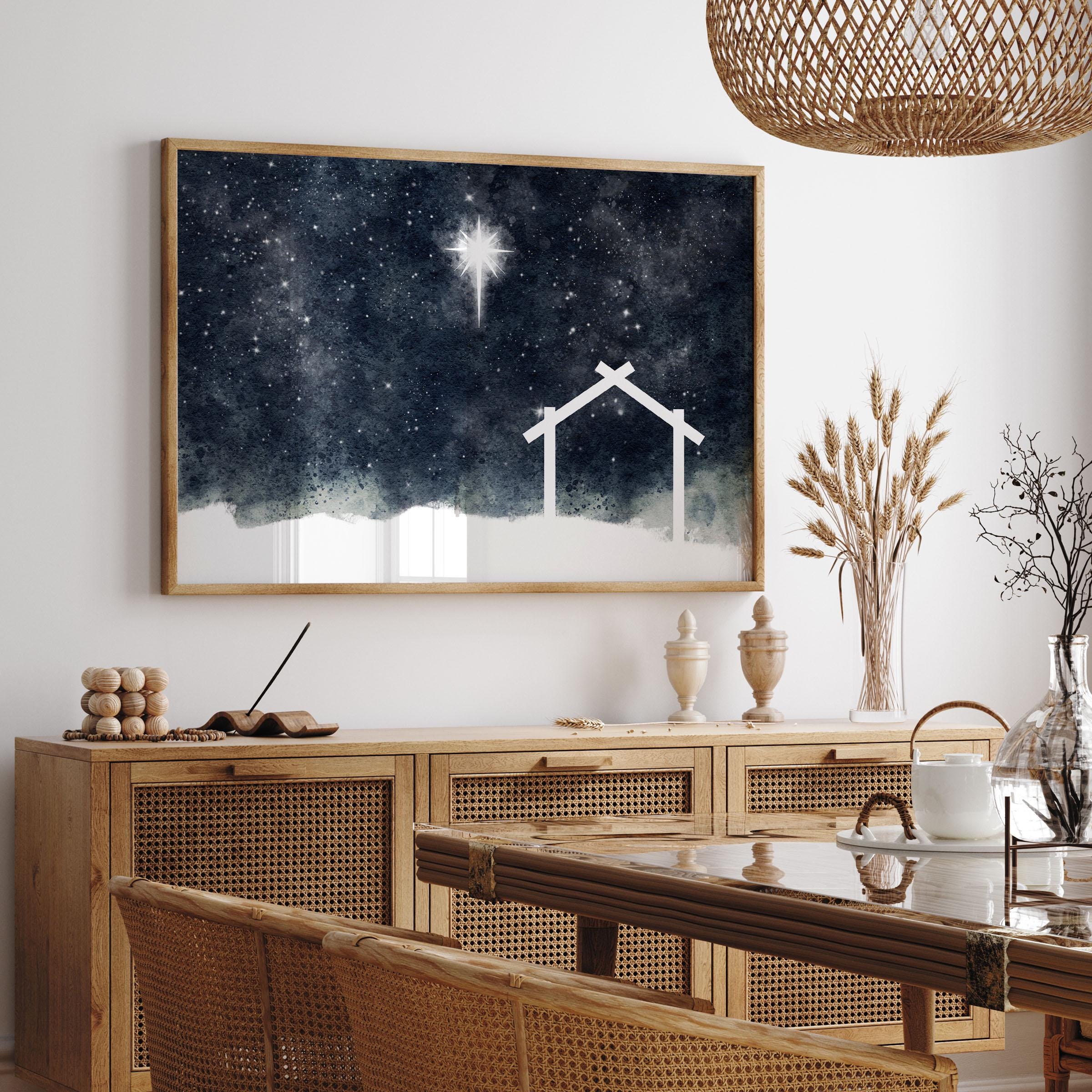 Star of Bethlehem Jesus Stable Christian Printable Wall Art, Modern ...