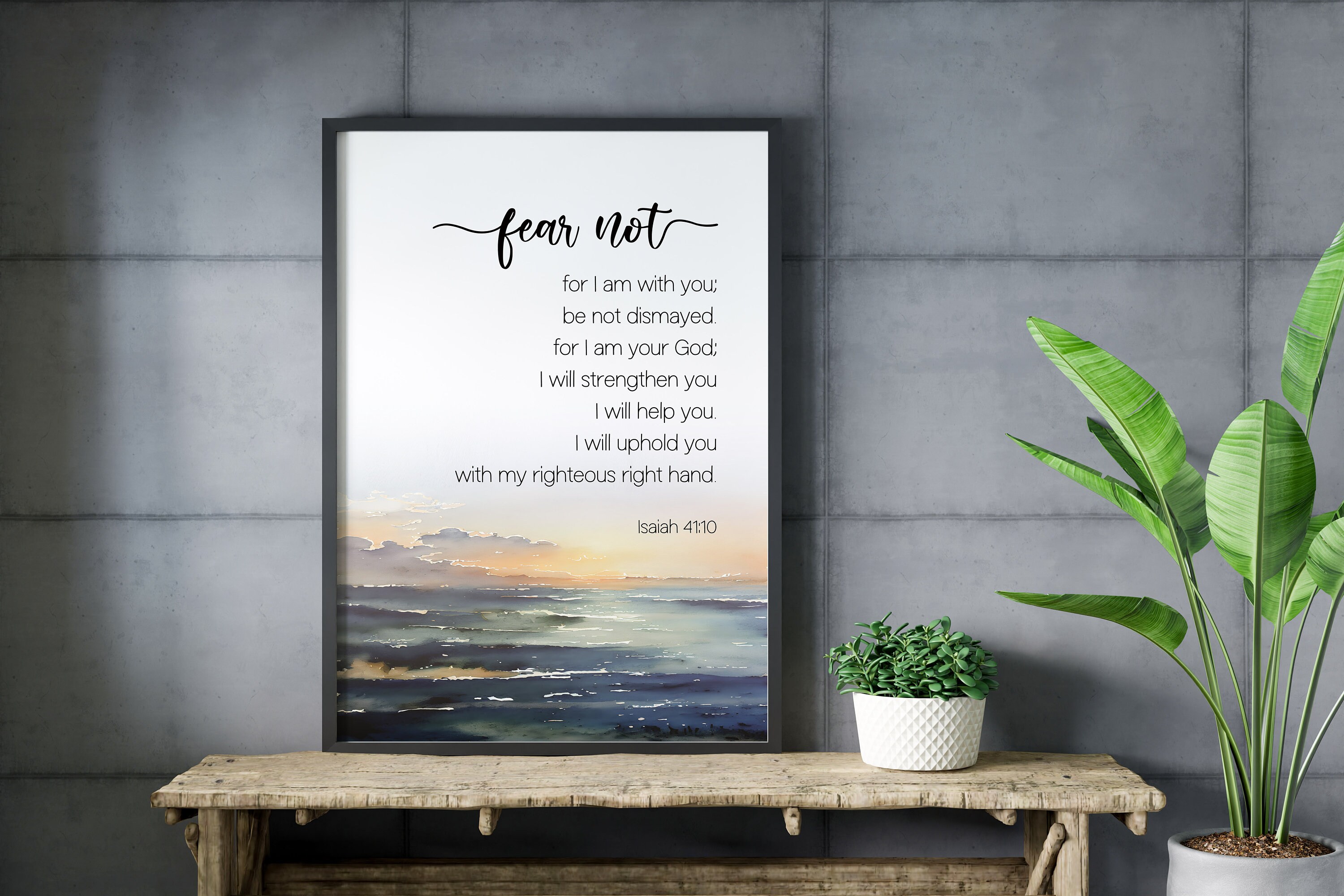 Isaiah 41:10 Fear Not Bible Verse, Modern Christian Watercolor Wall Art ...
