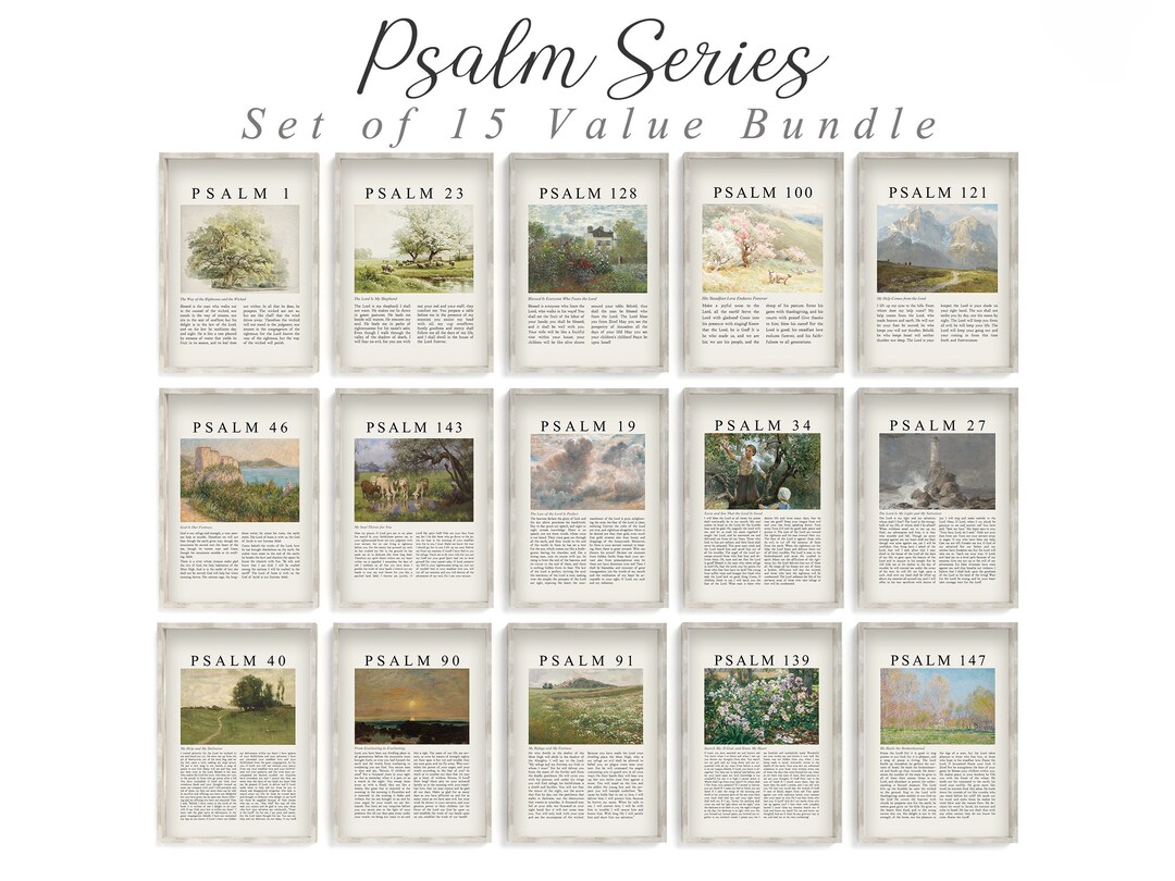 Set of 15 Psalms Full Chapter Bible Verse Wall Art Printable, Christian ...