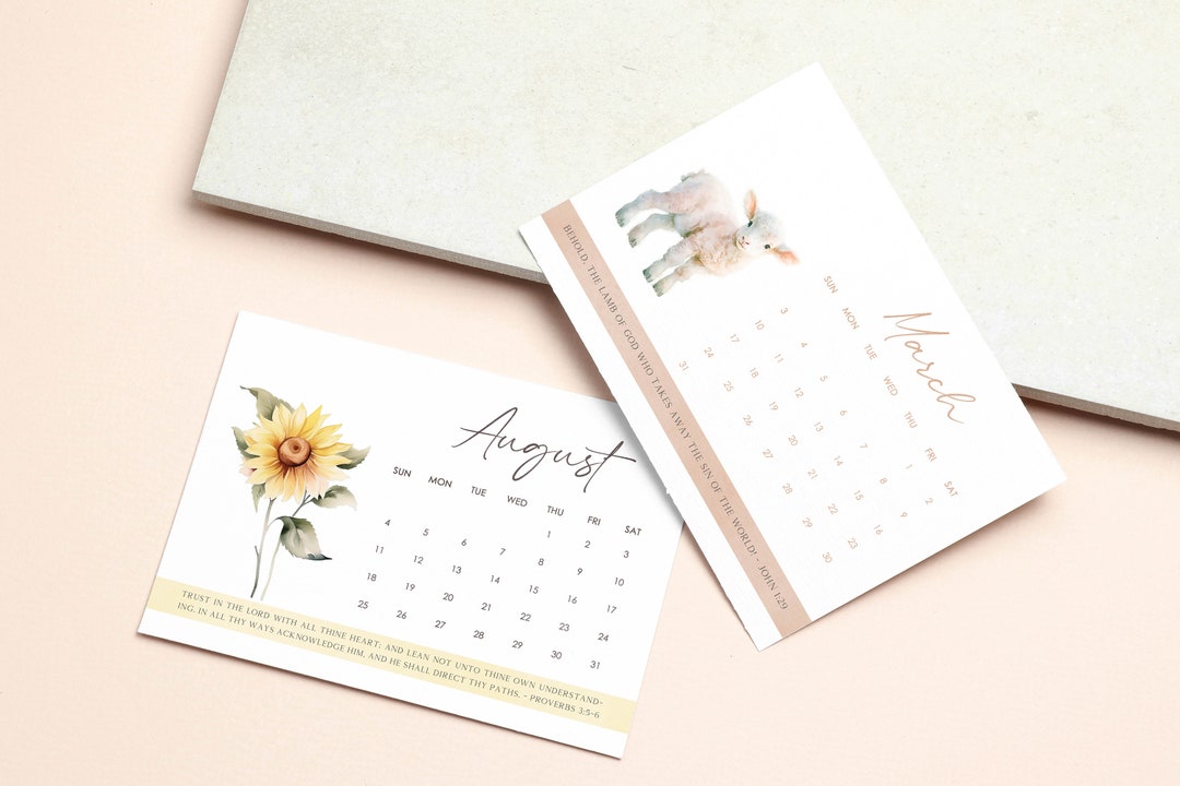 2024 Tarjetas de calendario imprimibles con versículos - Etsy México