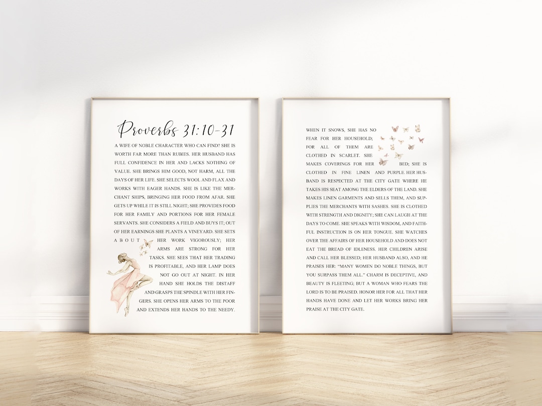 Proverbs 31:10-31 Virtuous Woman Bible Verse Printable Wall Art Set of ...