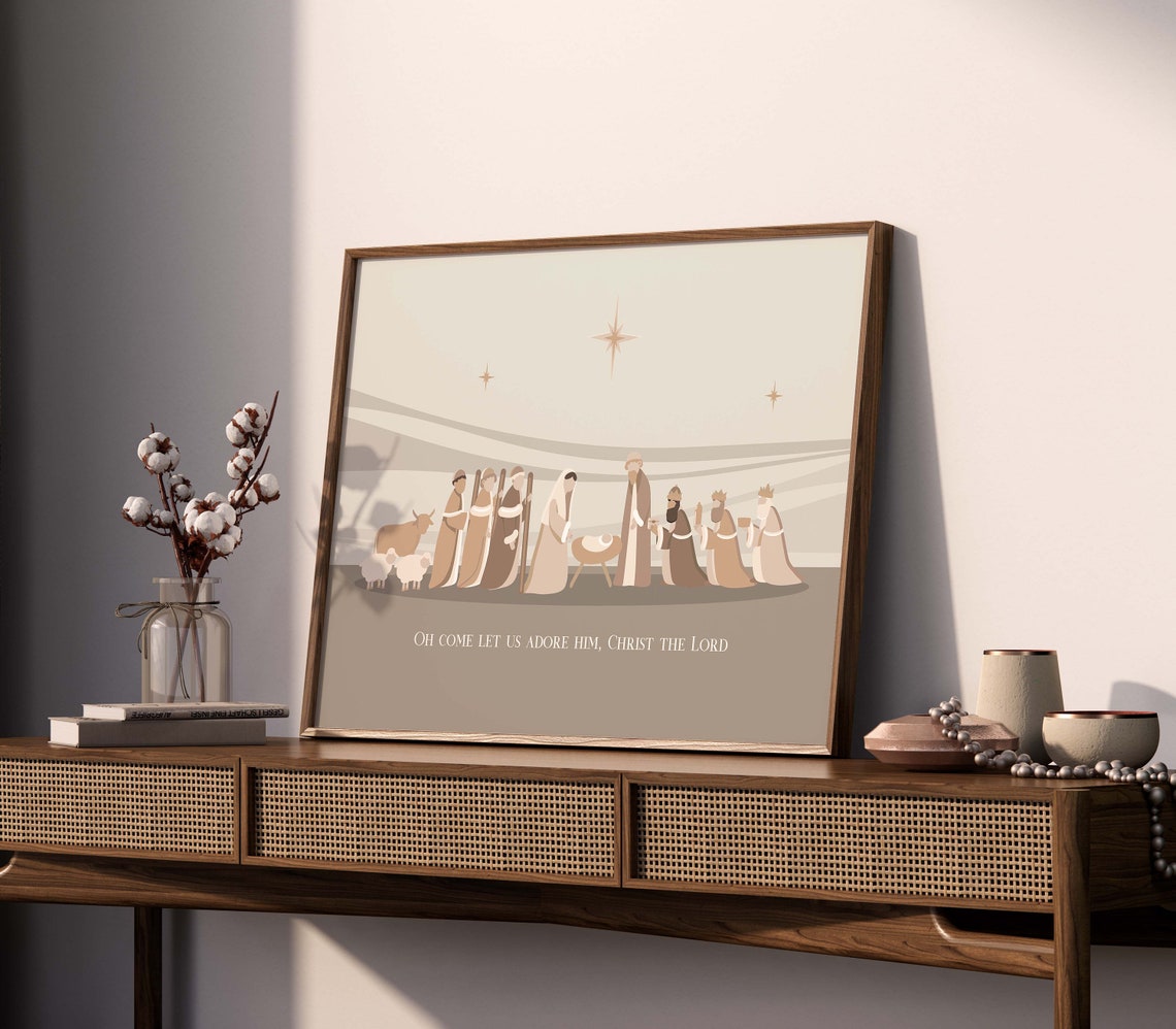 Nativity Scene Christmas Bible Verse Printable Wall Art Oh - Etsy