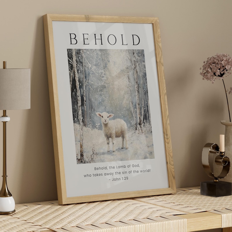 John 1:29 Behold the Lamb of God Bible Verse Wall Art Printable, Modern ...