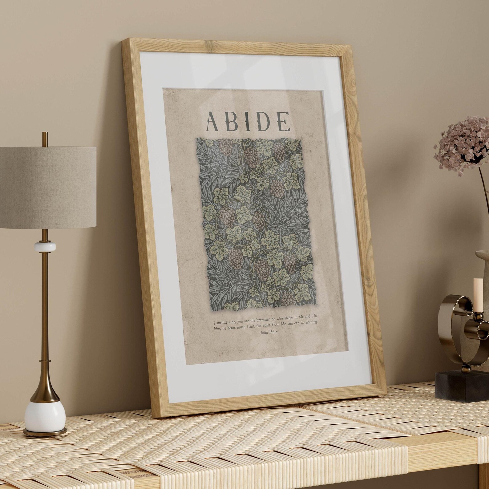 Vine and Branches John 15:5 Abide Bible Verse Printable Wall Art ...