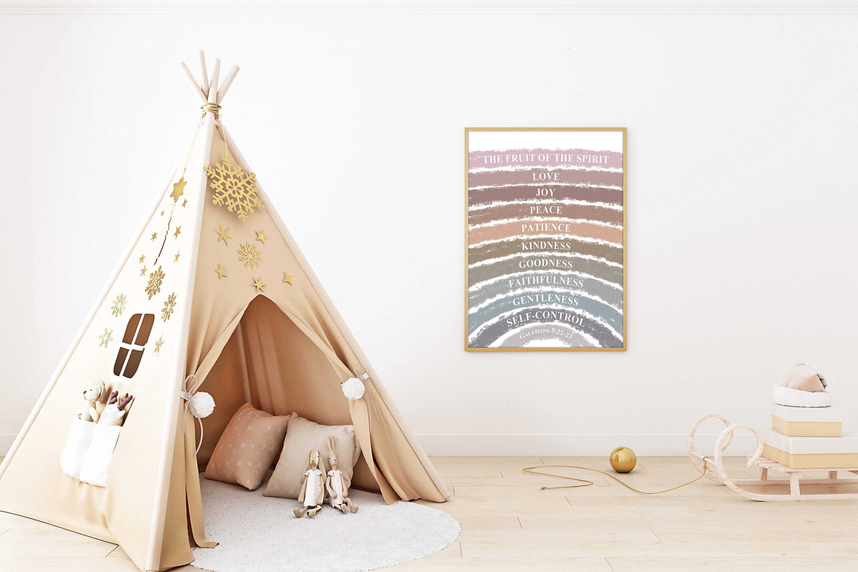 Fruit of the Spirit Kids Boho Rainbow Bible Verse Wall Art - Etsy