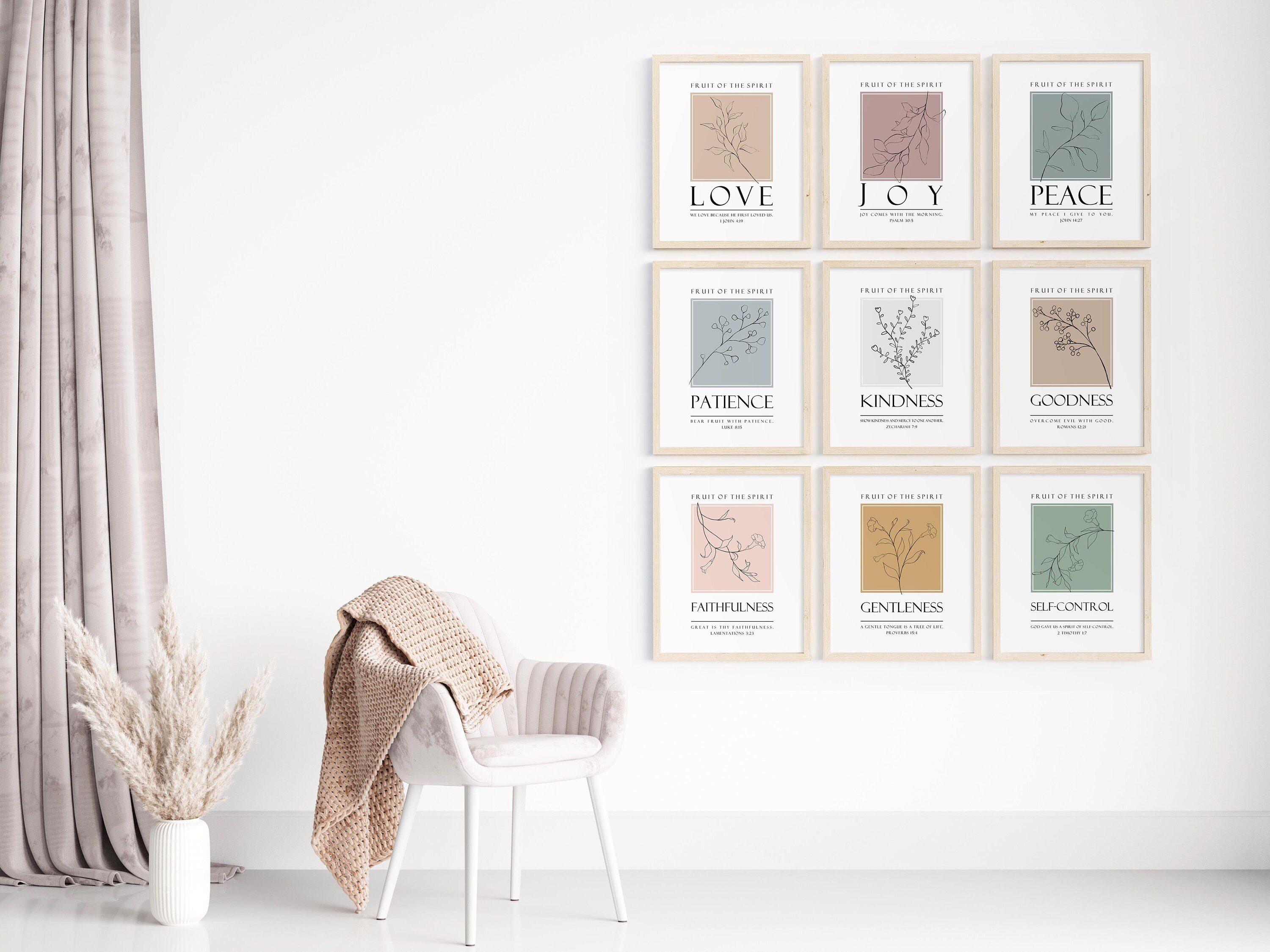 Fruit of the Spirit Bible Verse Printable Wall Art Set of 9 - Etsy
