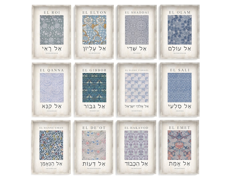36 Hebrew Names of God and Meaning Bible Verse Printable Wall Art ...