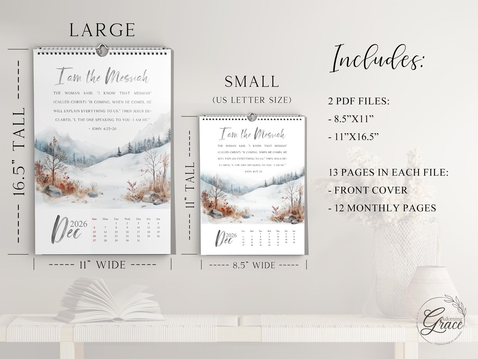 2026 Christian Calendar Printable: 12 Months of Jesus the Great "i Am ...
