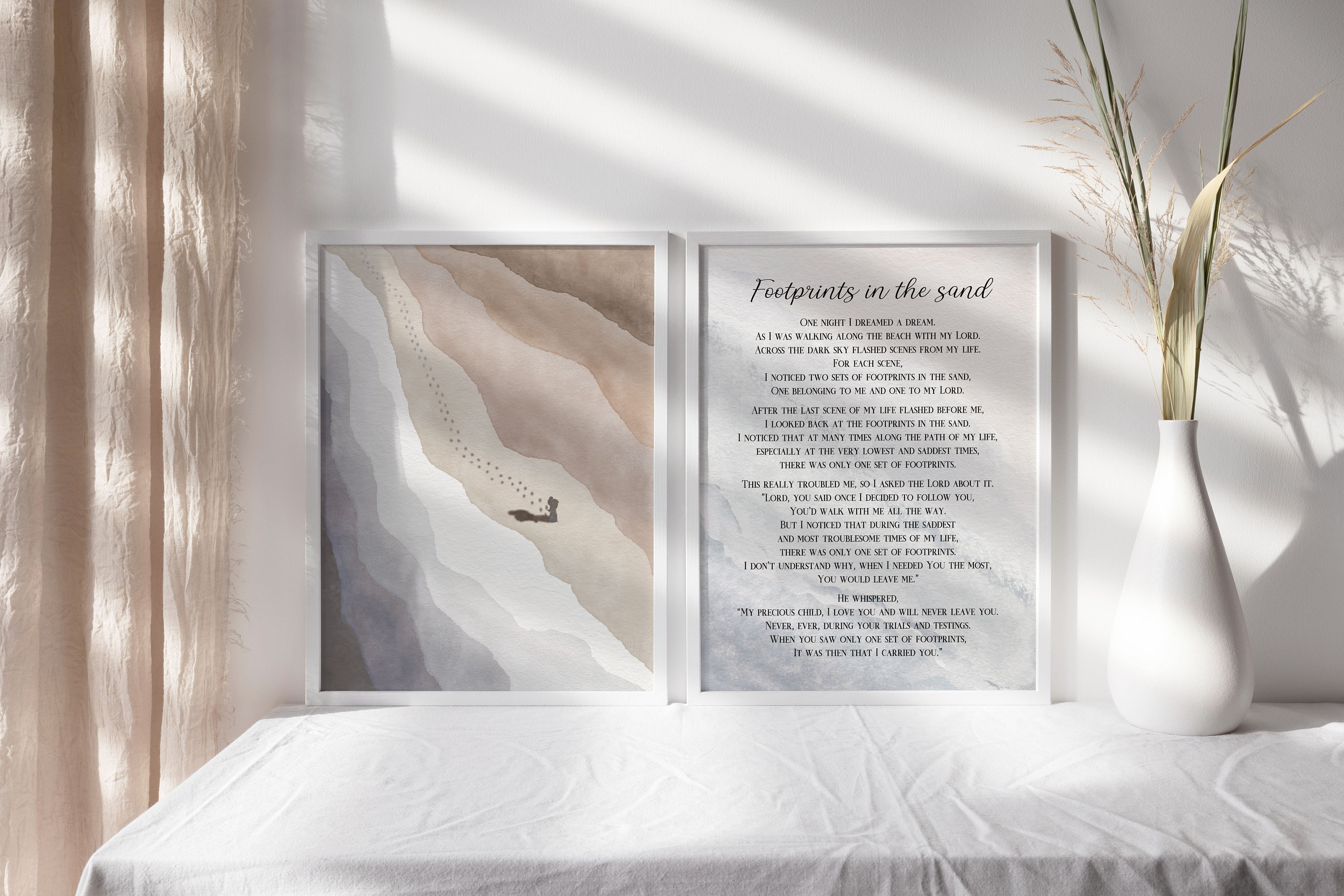 Footprints in the Sand Poem Printable Wall Art Modern - Etsy UK