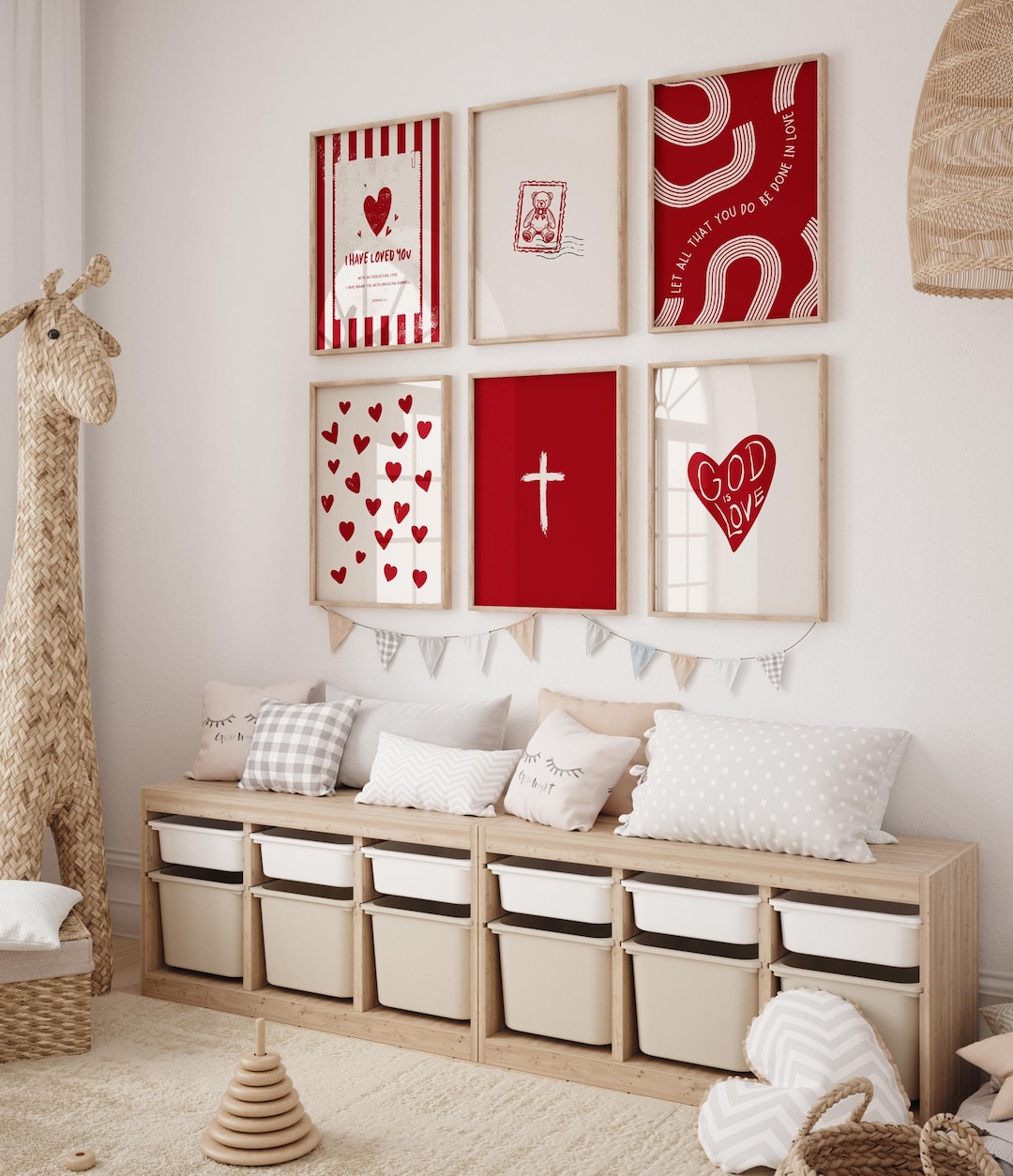 Set of 6 Christian Vintage Bible Verse Wall Art Gallery, God is Love ...