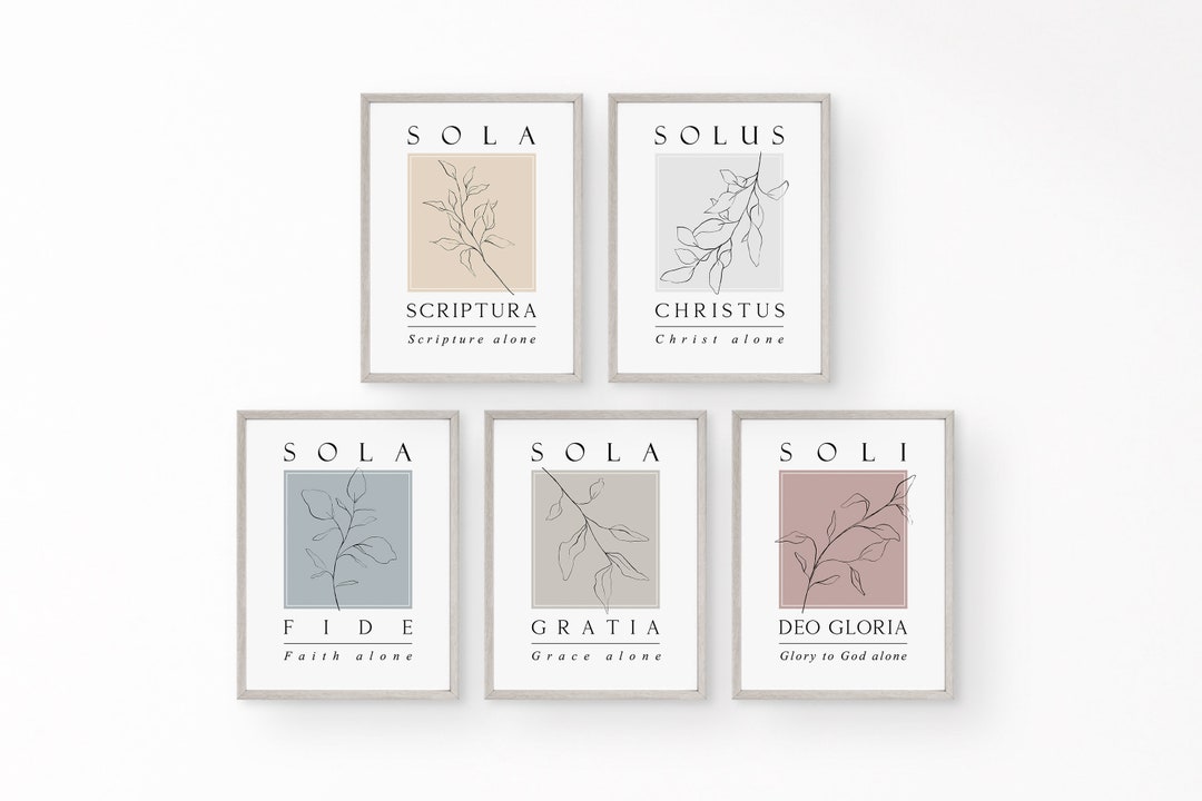 The 5 Solas of the Reformation Printable Wall Art, Christian Boho Latin ...