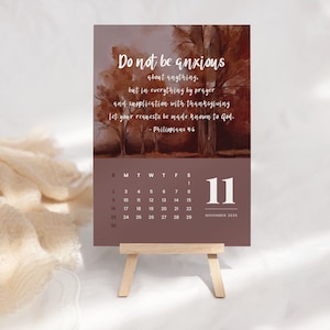 2025 Monthly Bible Verse Desk Calendar Printable, Christian Watercolor ...