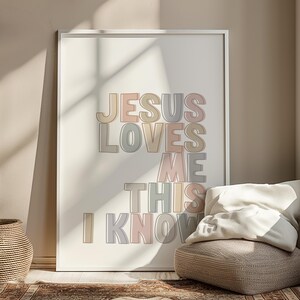 Jesus Loves Me This I Know Printable Wall Art, Boho Christian Nursery ...