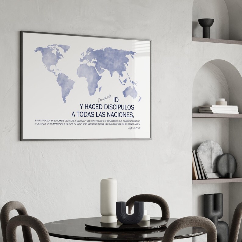Spanish the Great Commission Bible Verse Printable Wall Art, Matthew 28 ...