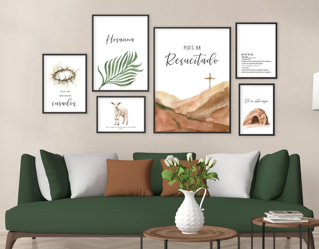 Spanish Easter Story Bible Verse Wall Art Printable Set of 6, Modern ...
