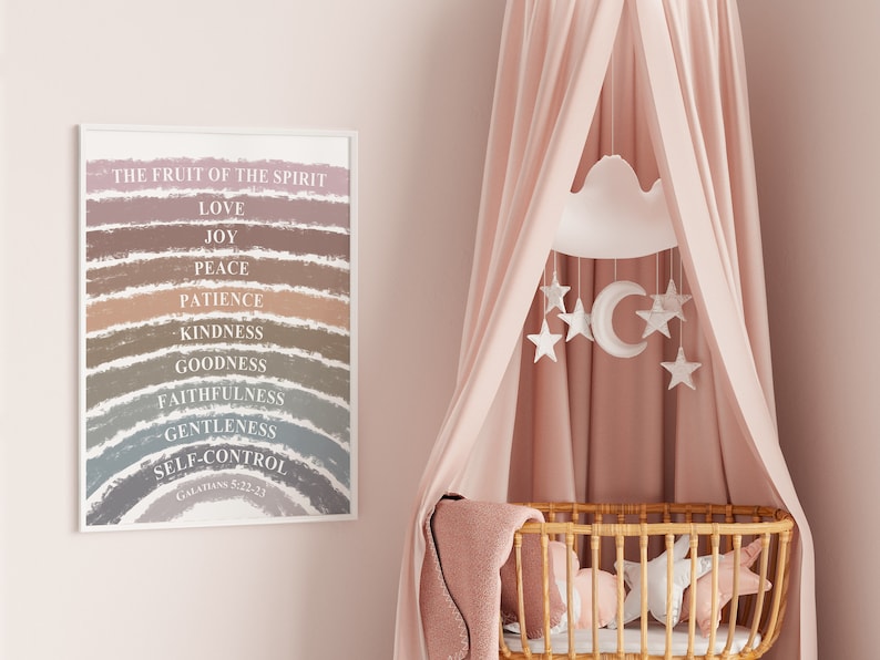 Fruit of the Spirit Kids Boho Rainbow Bible Verse Wall Art Printable ...